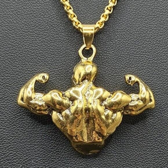 Independent | Accessories | Gold Steel Bodybuilder Necklace Fitness ...
